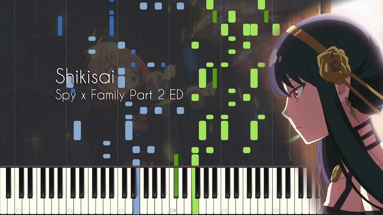[FULL] Shikisai - SPY×FAMILY Part 2 ED - Piano Arrangement [Synthesia] - YAYAFA